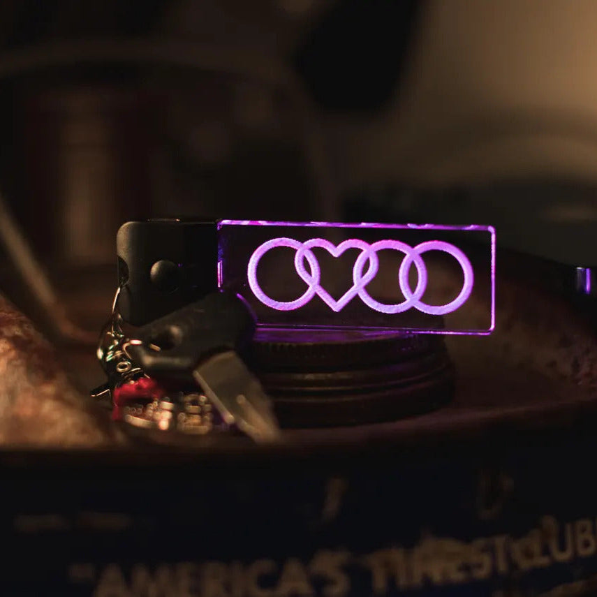Audi Logo LED Keychain – Unique Design with Heart Ring for Audi Car En ...